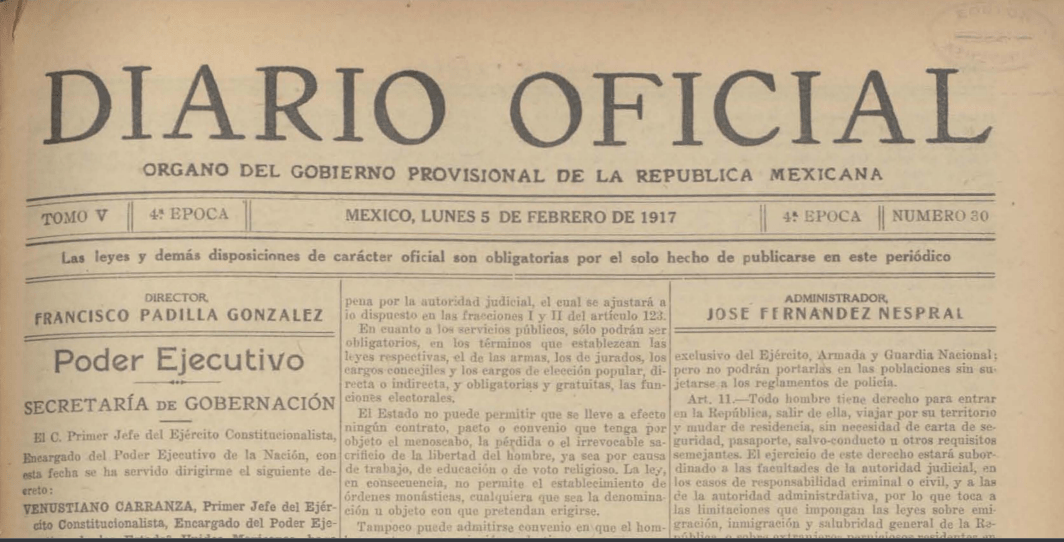Constitución Política Mexicana. (ORIGINAL)